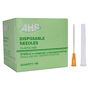 Generic 100 Pack Sterile Disposable Injection Needle with Cap for Scientific and Industrial Dispensing Needle Accessories (25G X 1.5in)