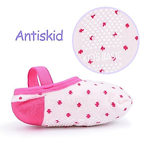 PlyingP Toddler Anti Slip Socks 5 Pairs Baby Socks Infants Baby Girl Mary Jane No-Show Crew Boat Ankle Socks Multicolor for 12-28 months baby girl