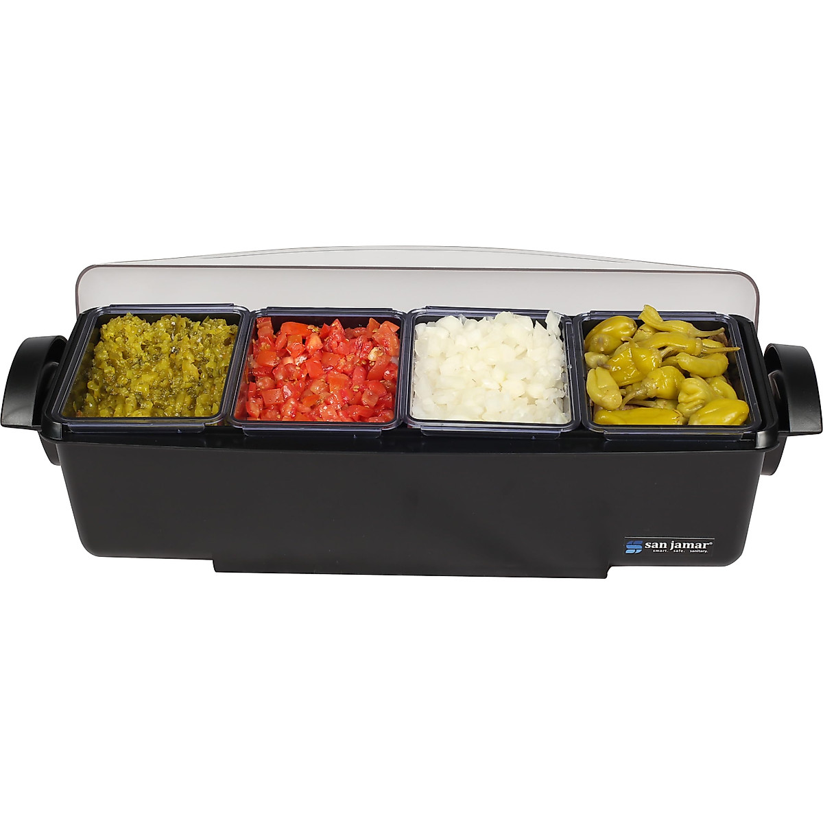 San Jamar BD4004 6 Piece The Dome Condiment Center, 6qt Capacity, 22" Length x 7-1/2" Width x 8-1/2" Height