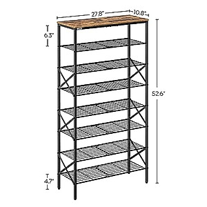 YATINEY 8 Tier Shoe Rack, Shoe Storage Organizer, Holds 32 Pairs of Shoes, Durable and Stable, for Entryway, Hallway, Closet, Dorm Room, Rustic Brown SS08BR