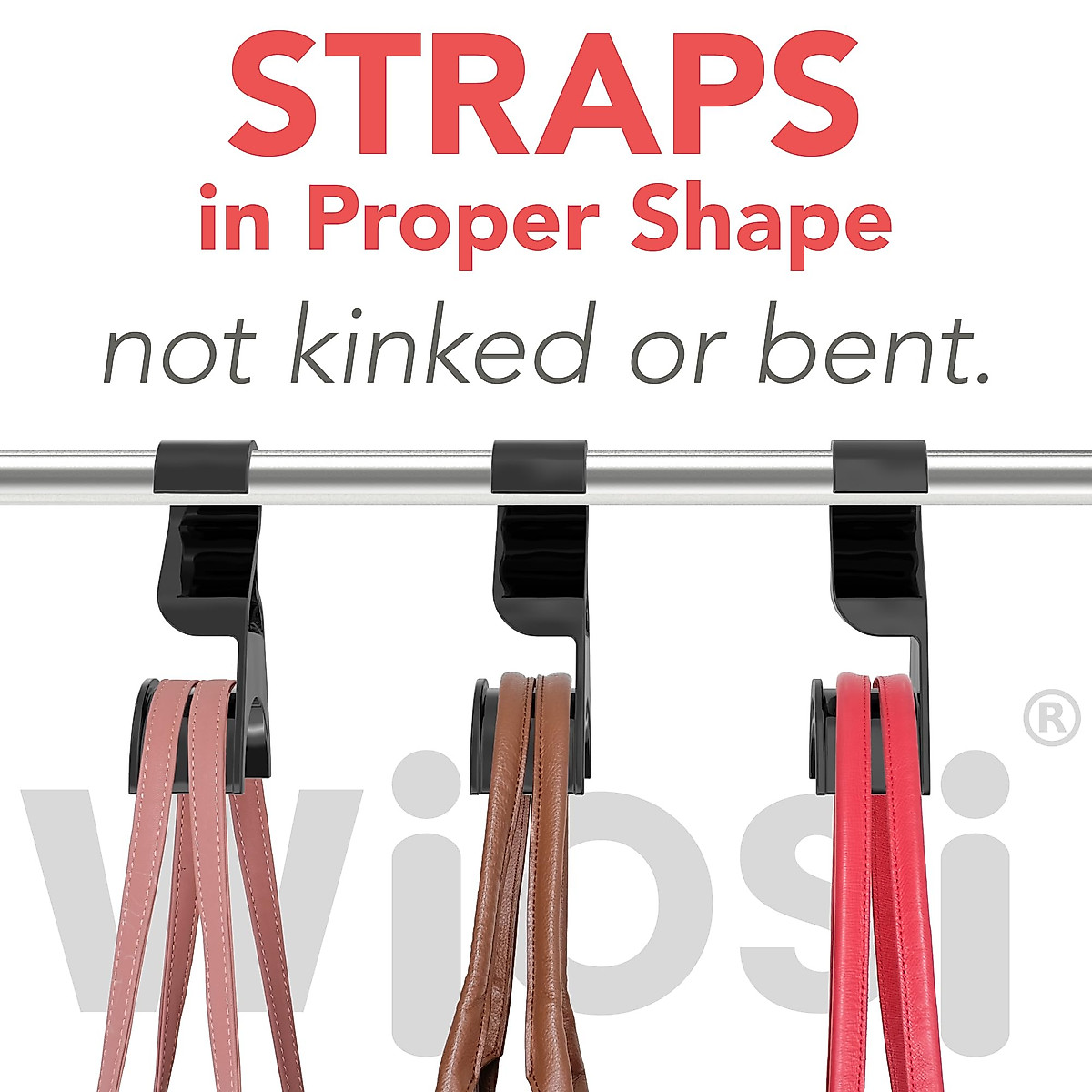 Wiosi Premium Black Purse Hanger Closet Set of 3 - Durable Acrylic Organizers and Storage Bag Hanger for Luxury Closet - Purse Hanger Holder for Handbags, Premium Backpack Purse Hooks