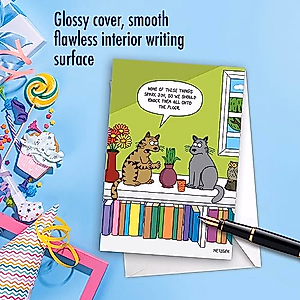 NobleWorks - 1 Funny Animal Card for Birthdays - Pet Cat and Dog Humor, Birthday Notecard with Envelope - Cat Spark Joy C7297BDG