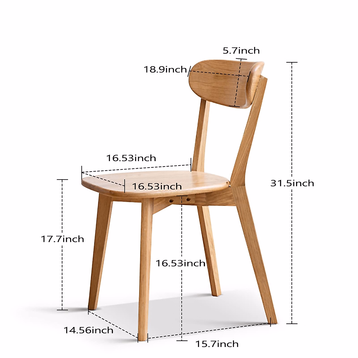 Bamskov 100% Solid Oak Wood Dining Room Chairs - Practical Kitchen Chairs - Wood Chair for Dining Room, Kitchen (1, Natural)