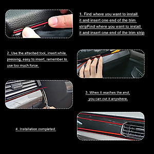 32FT Car Interior Trim Strip, Plated Insert Car Trim Stripe Tape, Universal Car Seam Filler, Flexible Car Interior Trim Accessories (Red)