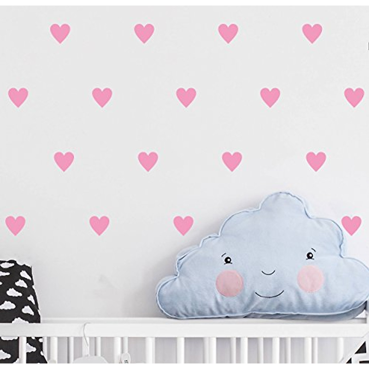 2inchx100 Pieces DIY Heart Wall Decal Vinyl Sticker for Baby Kids Children Boy Girl Bedroom Decor Removable Nursery Decoration (Soft Pink)