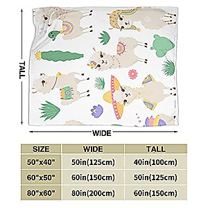 Gadimen Llama Throw Blanket, Super Soft Lightweight Flannel Fleece Blankets for Bed Couch Sofa, All Season Warm Cozy Fuzzy Plush Microfiber Blanket for Hot Sleepers 50x40 inches