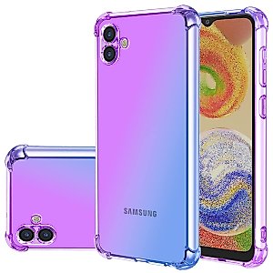 Gufuwo Case for Galaxy A02/A04/A13, Cute Girls Gradient Slim Anti Scratch Soft TPU Phone Cover, Shockproof Protective Case for Samsung Galaxy A04 4G (Purple/Blue)