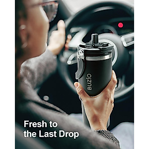 BUZIO 40 oz Tumbler with Handle, Insulated Tumbler with 2-in-1 Lid and Straw, Stainless Steel Vacuum Insulated Iced Coffee Tumbler Cup, Spill-Proof Travel Mug Thermal Cup for Hot and Cold Drinks