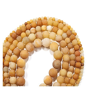 YU 1strand 4/6/8/10/12mm Yellow Matte River Stone Natural Stone Round Loose Spacer Beads for DIY Bracelet Jewelry Makings Supplies T314 (Color : Old Topaz, Item Diameter : 4mm)