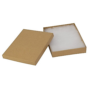 Cardboard Jewelry Boxes 10 Pack - 6"x5"x1" Bulk Cotton Filled Small Gift Boxes with Lids for Jewelry Packaging - Jewelry Gift Boxes for Shipping, Small Business, Accessories (Kraft)