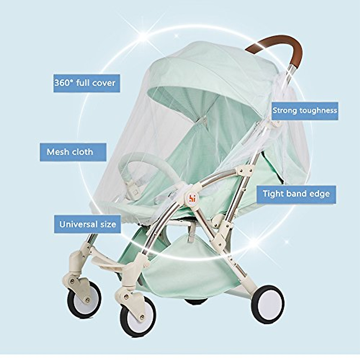 Pram Net, Universal Mosquito Fly Bug Insect Net Protection Cover for Pushchair Car seat Buggy carrycot Bed Stroller Bassinet Basket Jogger Travel cot 1 Pack