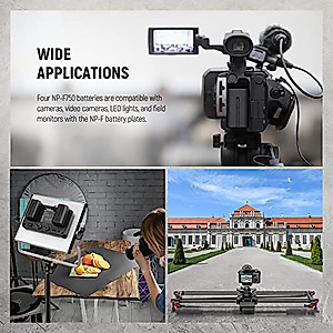 Neewer 4 Packs NP-F750 Replacement Batteries 7.4V 5600mAh with 4 Channel Battery Charger & Power Adapter, Compatible with NP-F550/750/770/970 FM500H QM71D QM91D, Field Monitor, Video Light