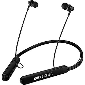 Retekess TR108 FM Radio Headphones, Radio Headset with Bluetooth, Support FM Stereo, Bluetooth Call, Rechargeable Battery and Digital Display, Suit for Walking (Neckband)