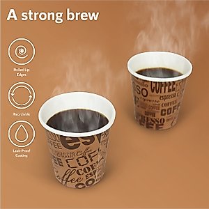 Upper Midland Products Pack Of 100 2.5 Oz Disposable Espresso Cuban Coffee Mini Cups With Lids, Paper Cups With Plastic Dome Sip Lid Sample Size Multi Use (100 Count (Pack of 1))