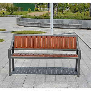 ARINAL Outside Bench Park Chair Outdoor Stainless Steel Bench Outdoor Garden Wrought Iron Leisure Chair Outdoor Wooden Balcony Seat Outdoor Patio Decor