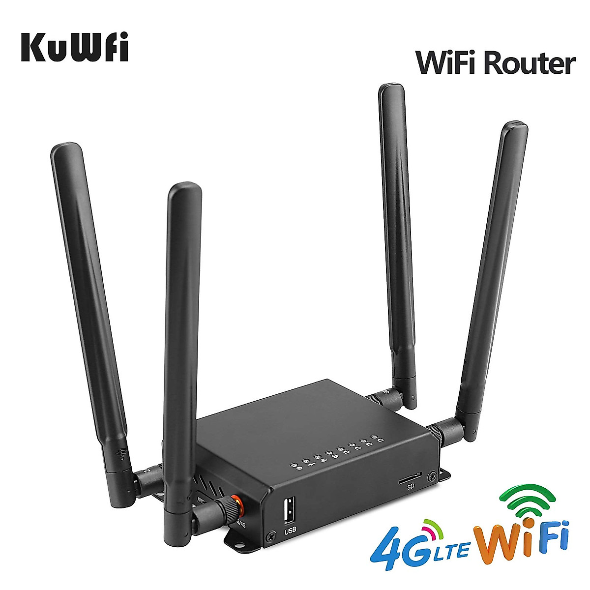 KuWFi 300Mbps 3G 4G LTE Car WiFi Wireless Router Extender Strong Signal Car WiFi Routers with USB Port SIM Card Slot with External Antennas for USA/Canada/Mexico SIM Card