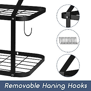 ROTTOGOON Wall Mounted Pots and Pans Rack, 2 Tier Pot and Pan Organizer 30 Inch Wall Pot Rack with 12 Hooks Kitchen Rack Organizer