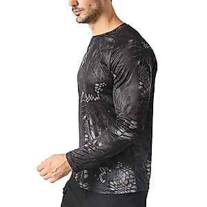 Bethspec Moisture Wicking Long Sleeve T-Shirt for Men UV Sun Protection Athletic Shirts Hiking Cycling Running (2XL, Python Black)