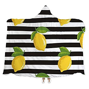 Vantaso Wearable Hooded Blankets Throw Poncho Cloak Blanket Summer Black White Striped for Adults Kids for Bed Sofa Bedding Multi-Size