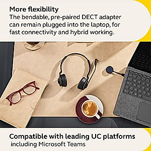 Jabra Engage 55 Stereo Wireless Headset with Link 400 USB-C DECT Adapter – Noise-Cancelling Microphone, Extensive Range, Hearing Protection – MS Teams Certified, Works with All Other Platforms – Black