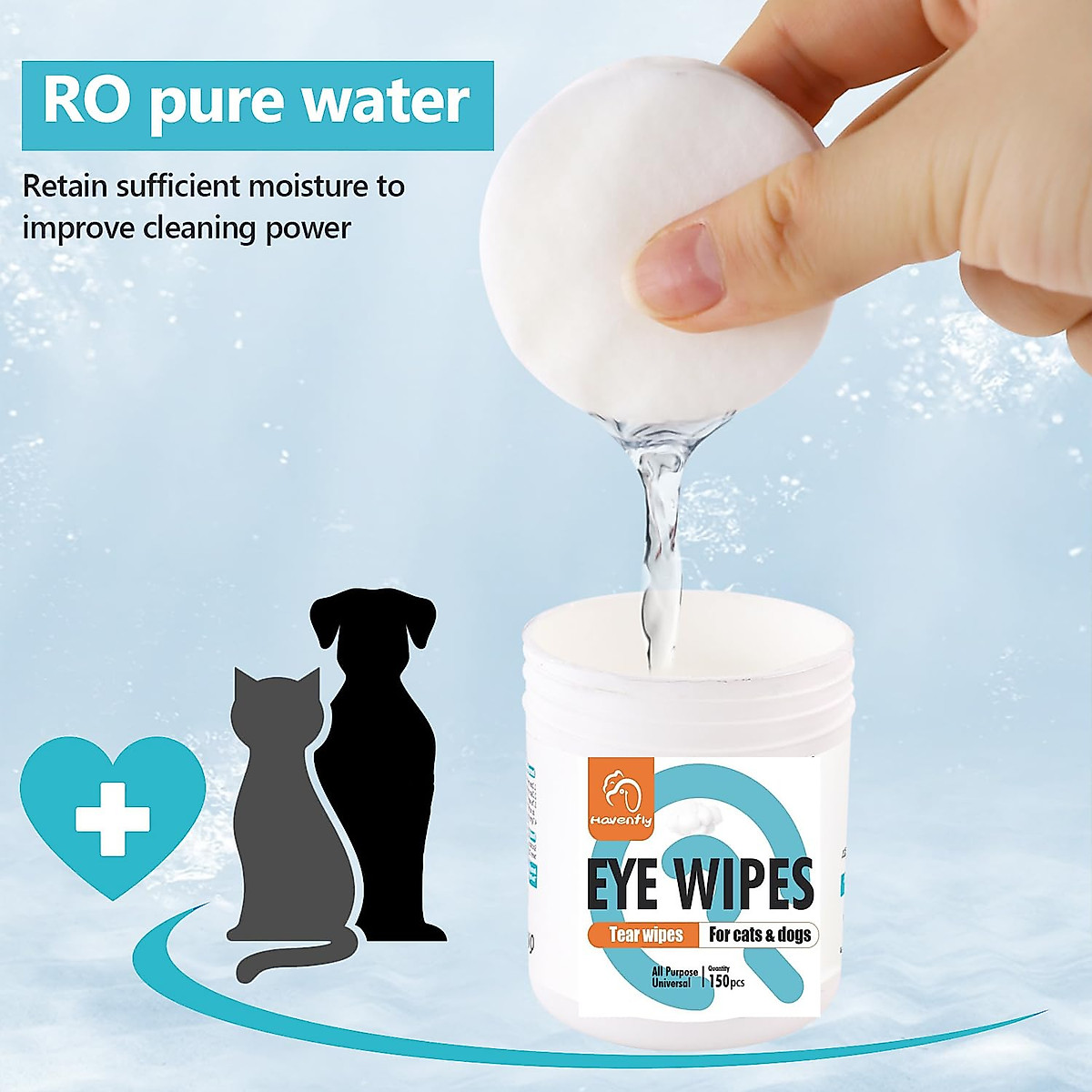 Havenfly Pet Wipes for Cats & Dogs, Grooming Wipes for Eyes, Paws, Ears, Nose, Unscented Soft Pet Tear Stain Remover Wipes 300 Pads