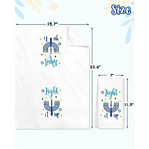 Vansolinne Hanukkah Kitchen Towels Chanukah Dish Towels Decorative Waffle Tea Towels Set of 4 - Fun Hostess Kitchen Decor Hanukkah Decorations, Housewarming Presents