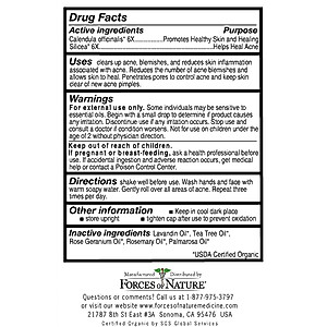 Forces of Nature Natural, Organic Acne Skin Care Treatment, Non GMO, No Harmful Chemicals, Cruelty Free - Acne & Pimple Control, Clear & Balance Skin Tone, 0.14 Fl Oz