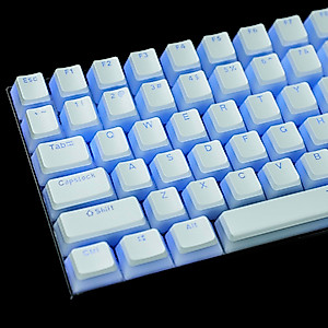 YMDK 128 ANSI ISO OEM Profile PBT Doubleshot Shine Through Pudding Keycaps White Sealed Legend for MX Mechanical Keyboard 61 68 87 104