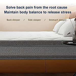 Queen Mattress, MOLBLLY 12 Inch Cooling-Gel Memory Foam and Individually Pocket Innerspring Hybrid Queen Bed Mattress in a Box, CertiPUR-US Certified,60”*80”, Medium Firm