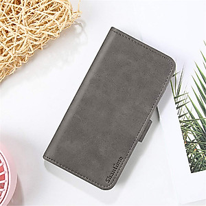 Shantime for Doogee V20 Pro Case, Leather Wallet Case with Cash & Card Slots Soft TPU Back Cover Magnet Flip Case for Doogee V20 Pro (6.43”) Grey