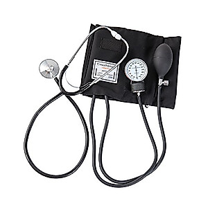 MABIS Professional Aneroid Sphygmomanometer Blood Pressure Gauge, Stethoscope and Blood Pressure Cuff, With Carrying Case, Adult Large Cuff, Black