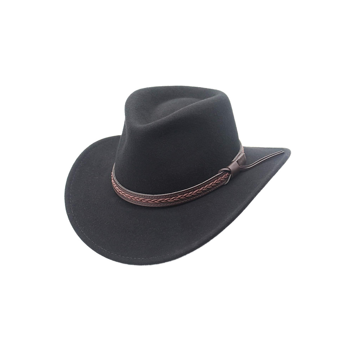 Sturgis Crushable Wool Felt Outback Western Style Cowboy Hat by Silver Canyon, Black