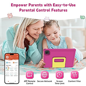 ApoloSign Kids Tablet 10 inch, Android 13 Tablet for Kids, 2+32GB Storage, Pre-installed Educational Apps with Ad-free Contents and Parental Control, 5000mAh Battery, EVA Shockproof Case - Pink
