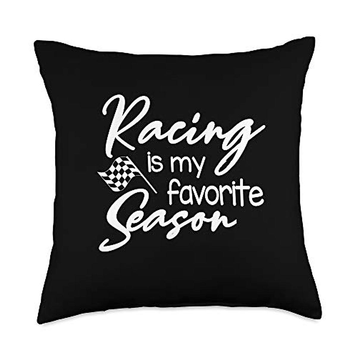 Racing The Race Gear And Gifts Checkered Flag Race Saying and Quote Throw Pillow, 18x18, Multicolor