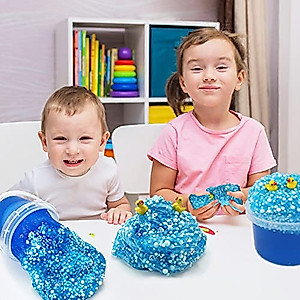Blue Foam Ball Slime and Lovely Crystal Beads, Squeeze it and Make a Squeaking Sound. Stretchy and Non-Sticky, Popular for Birthday Gift Parties with Girls and Boys