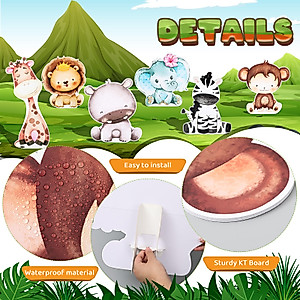 Sonwyoung 6 Pcs Large Safari Animal Centerpieces for Baby Shower Jumbo Jungle Forest Table Decoration for Kids Foam Woodland Animal Sign for Safari Theme Boy Girl Baby Shower Birthday Party