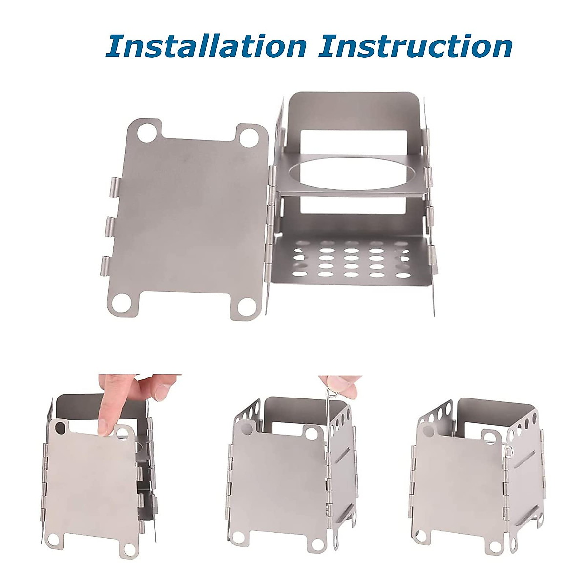 ATiAP Titanium Wood Burning Stove, Foldable Camping Backpacking Stove, Portable Wood Stove Alcohol Stove for Outdoor Camping Picnic BBQ