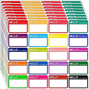 200 Pcs Name Tag Stickers (Hello My Name is) Name Stickers Self-Adhesive Name Badge Name Labels Colorful Name Tags for Clothes, School, Office, Party, Teachers, Kids, Adults