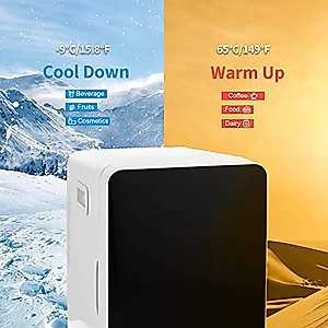 Homdox Mini Fridge, 20L Portable Cooler Warmer Refrigerators, 60W Small Refrigerator, AC/DC Compact Skincare Fridge for Skincare, Foods, Medications, Bedroom, Office & Car, Black