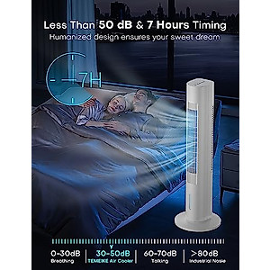 TEMEIKE 3-IN-1 Evaporative Air Cooler, 35-INCH Swamp Cooler Air Conditioner Portable for Room with Remote, 60° Oscillation, 7H Timer, 4 Ice Packs, Windowless Evaporative Cooler for Indoor Home Bedroom