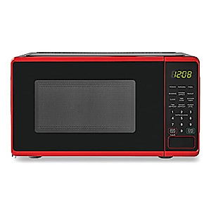 Small desktop microwave oven with child safety lock, capacity of 0.7 cubic feet/700 watts, Available in two colors (Red)