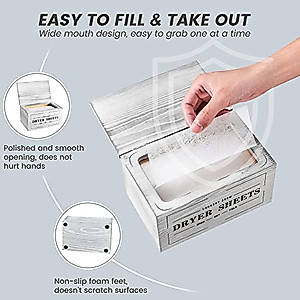 Cute Farmhouse Dryer Sheet Holder Dispenser with Hinged Lid Laundry Room Decor, Dryer Sheet Container Fabric Softener Dispenser Space Saving for Laundry Organization/Storage,Grey