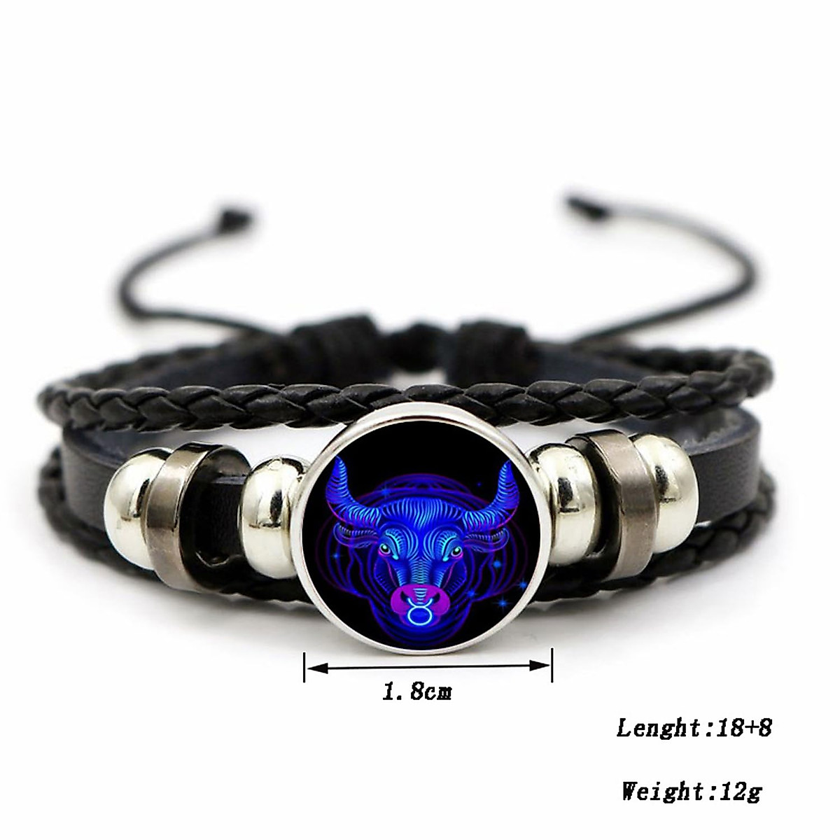 Zodiac Signs Spirit Bracelet Zodiac Bracelet for Women Men Adjustable 12 Constellation Bracelet Multilayer Zodiac Black Leather Bracelets Zodiac Sign Wrap Bracelet for Women Men Birthday Jewelry (Taurus)