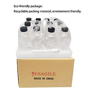 BPFY 12 Pack Clear 4 oz Glass Bottle with Caps, Funnel, Chalk Labels, Pen, Vanilla Extract Bottle, Boston Bottles for Potion, Juice, Ginger Shots, Turmeric Shot, Whiskey, Herbal Medicine, Maple Syrup