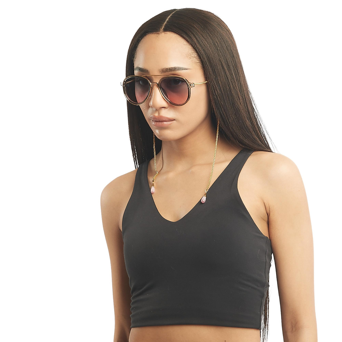 Loom&Pearl Armless Chain Festival Sunglasses with Non-Slip Holds on Ears