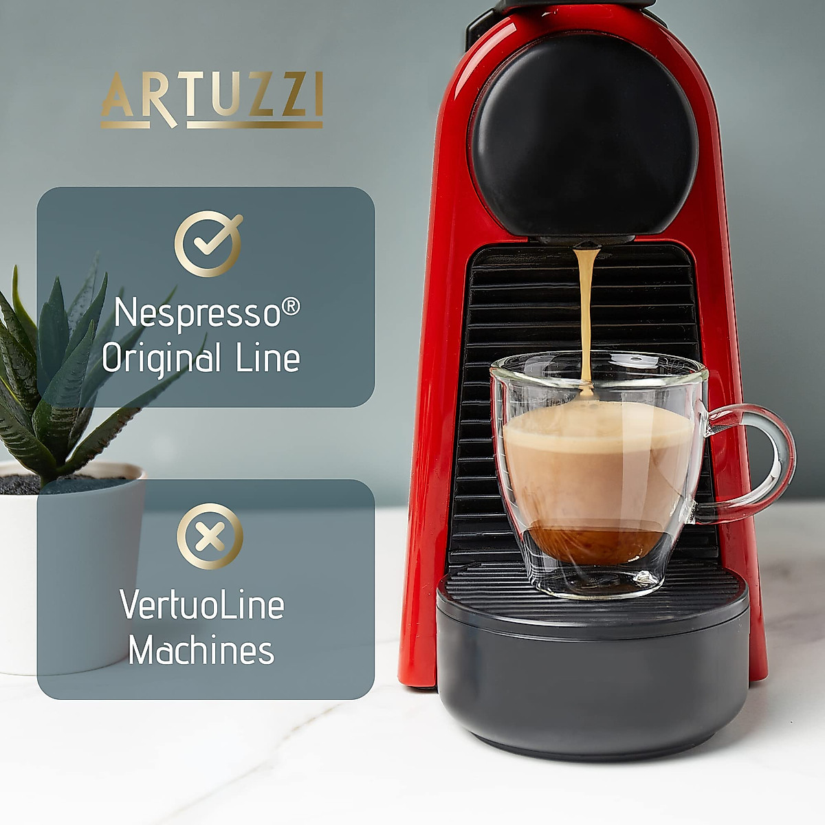 Artuzzi 60ct Decaf Espresso Pods For Nespresso Compatible Capsules Machines | Aluminum Decaffeinated Coffee Capsules I Recyclable I 100% Arabica Italian Roast