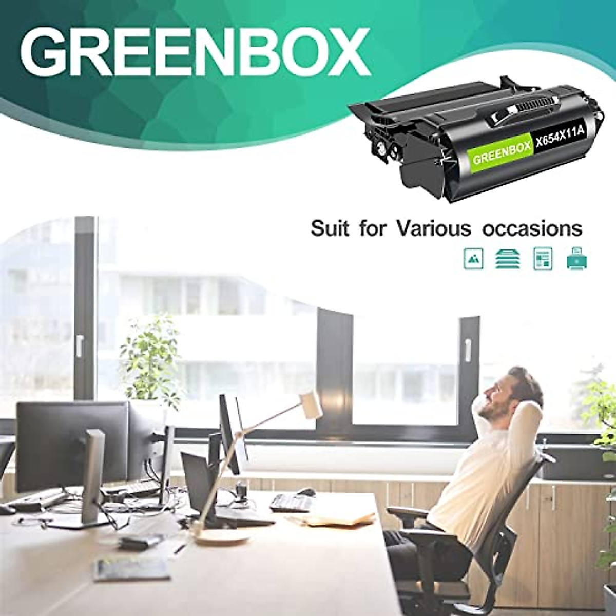 GREENBOX Remanufactured X654X11A High Yield Toner Cartridge for Lexmark X654X11A for X654de X656de X656dte X658de X658dfe X658dme X658dte X658dtfe X658dtme Printer (36,000 Pages, Black, 1 Pack)