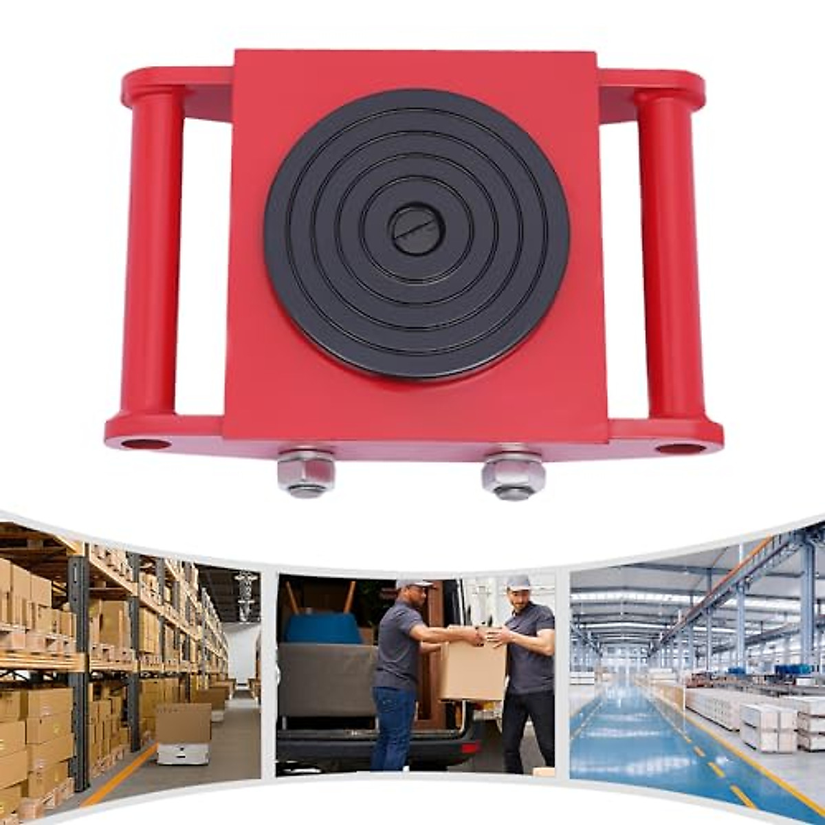 Namiose 6T Industrial Machinery Mover 13200LBS Machinery Moving Machine Dolly Skate Roller Heavy Duty w/ 360° Rotation Cap and 4 Rollers & PU Wheels for Moving Equipment (Red)