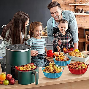 Mooues 2 Pack Reusable Air Fryer Silicone Liners, Non Stick & Easy Clean, Fits 3-7QT Air Fryers, Food Grade Silicone