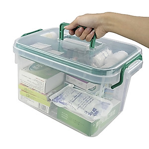 Qskely 1-Pack Clear Storage Box Container, Family First Aid Box Medicine Box Organizer